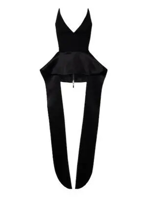 Maticevski Frame Peplum V-neck Satin Top - Black