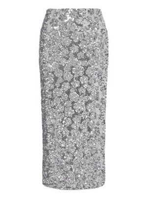 BLAZÉ MILANO Sequined Floral Motif Pencil Skirt - Gray