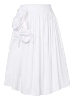 Simone Rocha Floral Appliqué Cotton Poplin Midi Skirt - White
