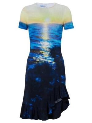 Rabanne Printed Ruffled Mini Dress - Black