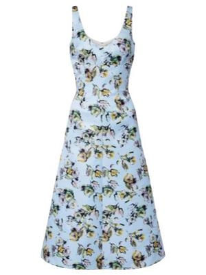 EMILIA WICKSTEAD Abella Floral Satin Cocktail Dress - Blue