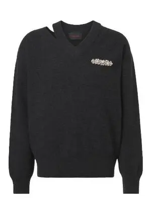Simone Rocha Embellished V-neck Sweater - Black