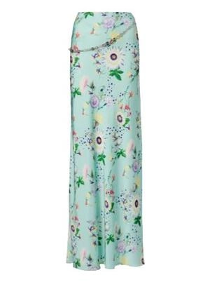 Rabanne Paco Rabanne Floral Satin Maxi Skirt With Chain Detail No