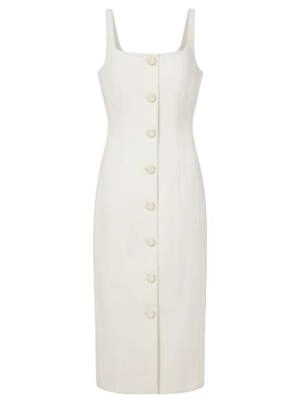Veronica Beard Liana Cotton Square Neck Midi Dress - White