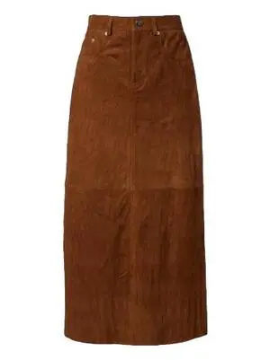 Proenza Schouler White Label Nayah Suede Midi Skirt - Brown