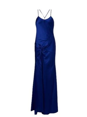 Victoria Beckham Gathered Crêpe Satin Gown - Blue