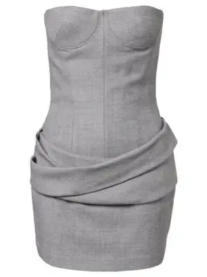 Alex Perry Draped Bustier Mini Dress - Gray