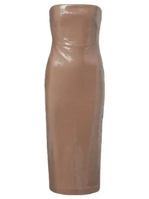 Alex Perry Sequined Strapless Midi Dress - Brown