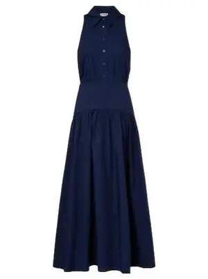 Staud Romy Cotton Midi Dress - Black