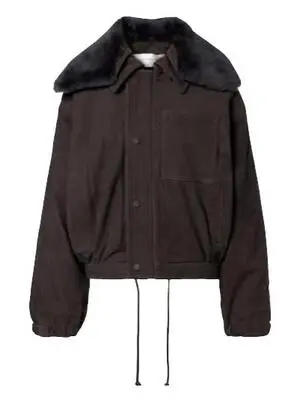 Victoria Beckham Shearling-trimmed Suede Blouson Jacket - Black