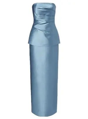 Solace London Lucille Strapless Satin Gown - Blue