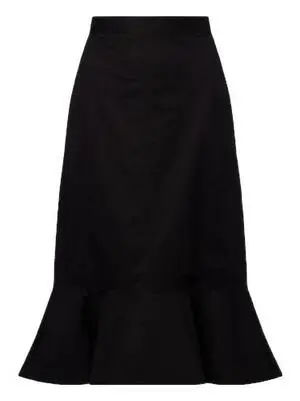 Plan C Ruffled Cotton-blend Poplin Midi Skirt - Black
