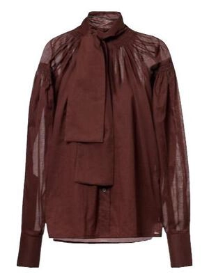 PLAN C PLAN C Tie-Neck Cotton Blouse
