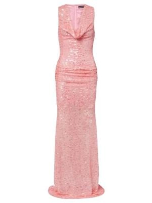 David Koma Sequined Draped Gown - Pink