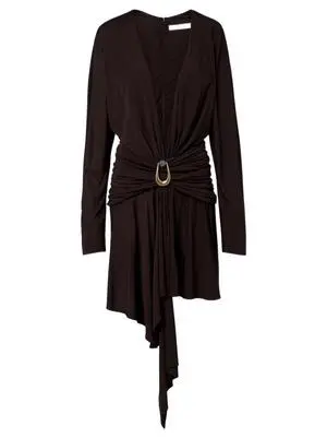 Christopher Esber Stone Pin Draped Jersey Mini Dress - Black