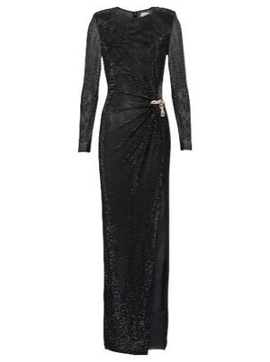 SELF-PORTRAIT Rhinestone-embellished Mesh Maxi Dress - Black