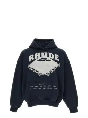 Rhude Long-sleeved Hooded Sweatshirt - Black