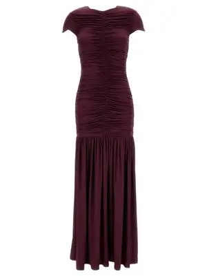ROTATE BY BIRGER CHRISTENSEN Short Sleeve Ruched Maxi Dress - Black