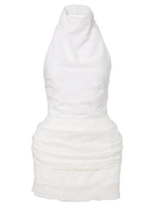 Magda Butrym Embroidered Halterneck Mini Dress - White