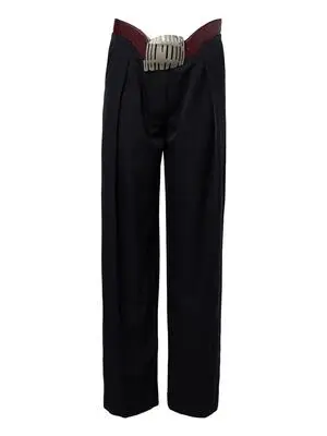 JEAN PAUL GAULTIER Belted Trousers With Faux Leather Buckle - Black