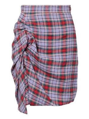 VIVIENNE WESTWOOD Panther Gathered Linen Midi Skirt - Multicolor