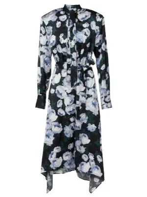 Stella McCartney Floral Tie-neck Satin Midi Dress - Black