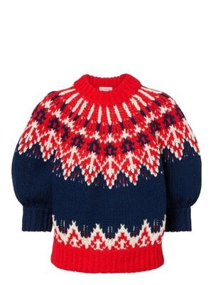 ALTUZARRA Altuzarra Fair Isle Puff Sleeve Knit Sweater