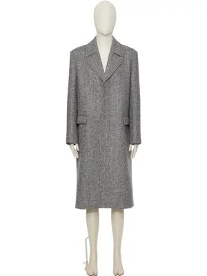 Valentino Garavani Single-breasted Wool Coat With All-over Chevron Pattern - Gray