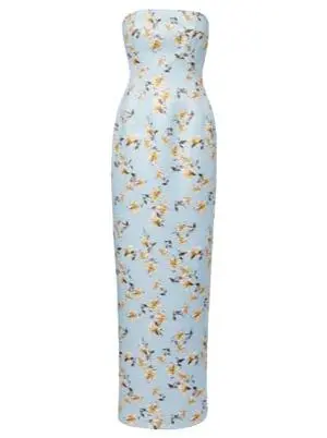 EMILIA WICKSTEAD Laelia Floral Strapless Maxi Gown - Blue