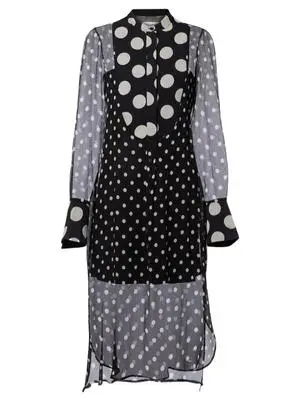 Nina Ricci Polka Dot Semi-sheer Midi Dress - Black