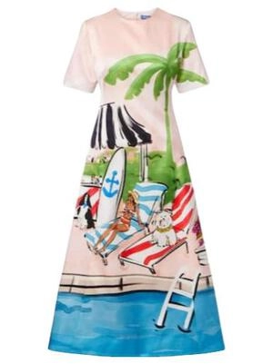 LEO Lin Caroline Printed Cotton And Silk Midi Dress - Multicolor