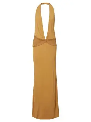 Christopher Esber Asymmetrical Neckline Gown With Suede Trim - Brown