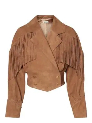 Rixo Fishtail Embellished Leather Jacket - Brown