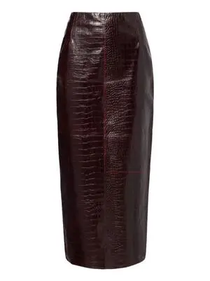 Nour Hammour Nour Hammour Elyse Croc-Effect Leather Pencil Skirt Black