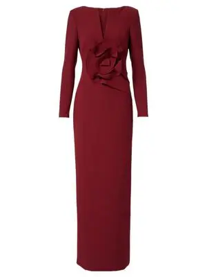 Roland Mouret Floral Appliqué V-neck Gown - Red