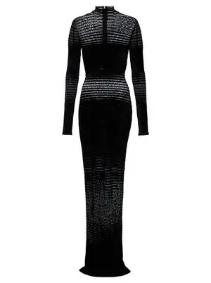 MUGLER Sheer Striped Maxi Dress - Black
