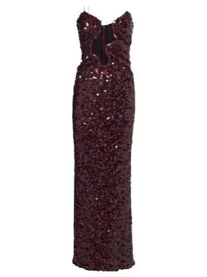 Christopher Esber Sequin Maxi Dress With Plunge Neckline And Cut-out Detail - Black