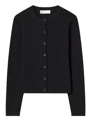 Tory Burch Pointelle Viscose Cardigan - Black