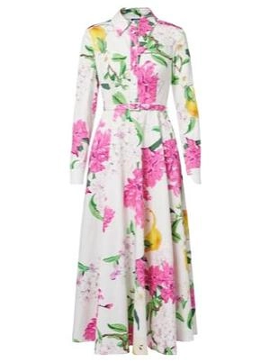 LEO Lin Zara Belted Floral Print Cotton Midi Dress - No