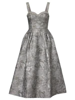 Rebecca Vallance Sterling Metallic-effect Jacquard Gown With Crystal Embellishment - Gray