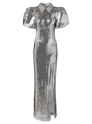 Rebecca Vallance Olympia Sequined Puff-sleeve Gown - Gray