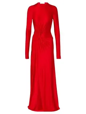 Victoria Beckham Long Sleeve Knotted Gown - Red