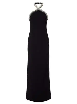 Simkhai Embellished Halterneck Crepe Gown - Black