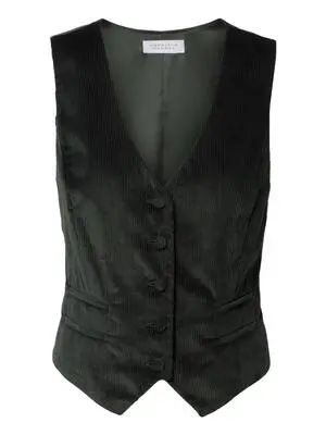 Gabriela Hearst Sleeveless V-neck Vest With Adjustable Waist Belt - Black