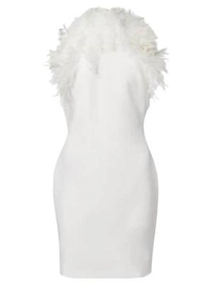 Attico Feather-trimmed Cady Minidress - White