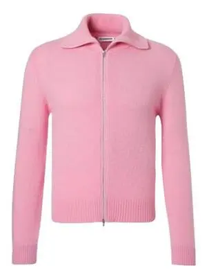 JIL SANDER Wool-blend Zip-up Sweater - Pink