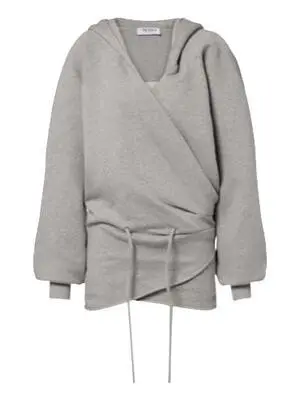 Attico Cotton Jersey Wrap Sweatshirt Dress - Gray