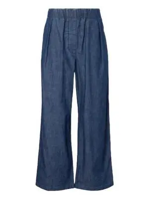 JIL SANDER Jil Sander Cotton Chambray Wide-Leg Pants Blue