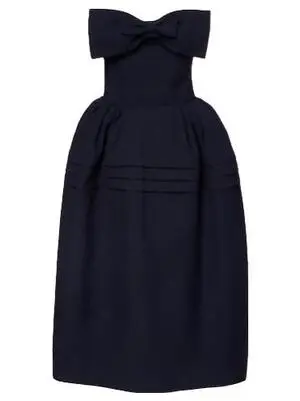 SHUSHU/TONG Bow-detail Wool And Silk Midi Dress - Blue