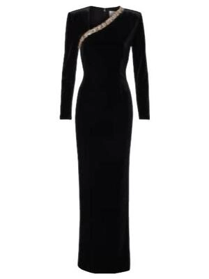 Roland Mouret Embellished Velvet Gown - Black